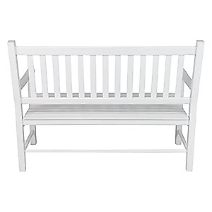 Shine Company Eden Outdoor Wood Garden Bench for Front Porch, Entryway, 24.5" D x 48" W x 38.75" H, White