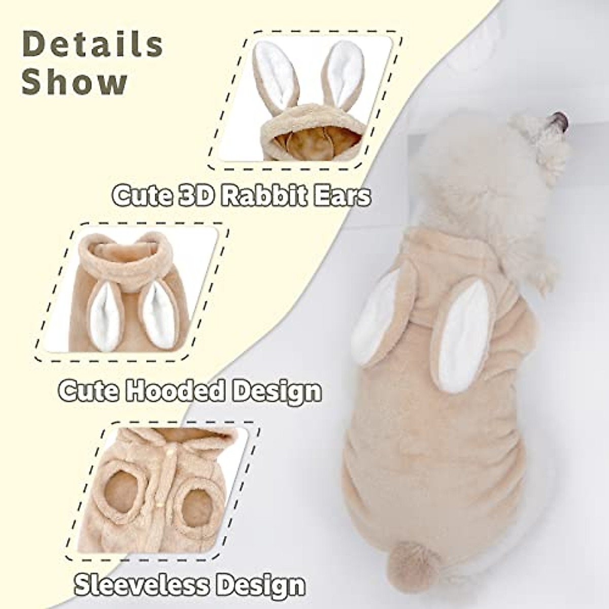 MESHEEN Dog Sweaters for Small Dogs Made of Skin Friendly Soft Double Face Fleece Keep Your Pet Cozy, Adorable Puppy Coat Use Cute Animal Ears Hooded Design