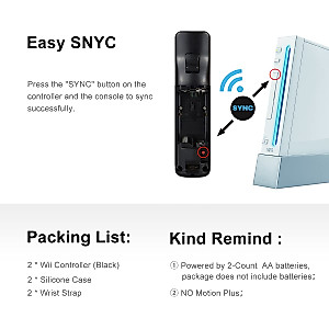 Bameca Wii Controller 2 Pack, Wii Remote Controller for Wii and Wii U