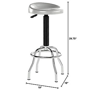 Seville Classics Modern Ergonomic Pneumatic Height Adjustable 360-Degree Swivel Stool Chair, for Drafting, Office, Home, Garage, Work Desk, Stainless Steel, Contoured Seat (Heavy-Duty)