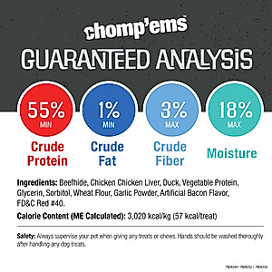 CHOMP 'EMS Five Flavor Kabobs Dog Treats - Beefhide Chewstick - High Protein Dog Chews, 15 Count