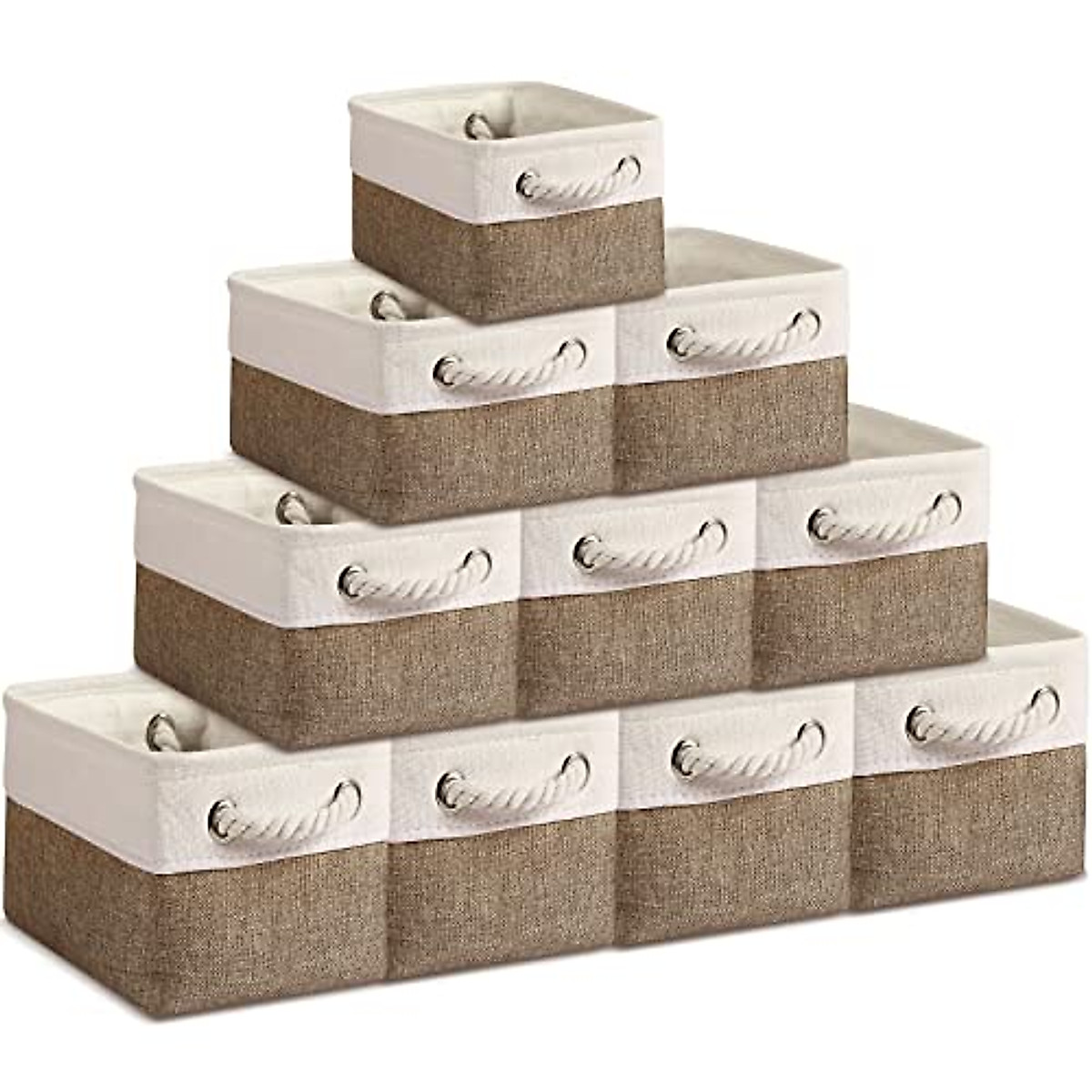 10 Pieces Small Cube Storage Bins Fabric Storage Baskets 11.8 x 7.8 x 5 Inch Collapsible Fabric Bins Decorative Clothes Baskets Bathroom Shelves Organizing Baskets Set for Storage Toy Clothes(null)