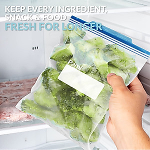 PAMI Freezer Zipper Gallon Bags [60 Pieces] - Leakproof Food Storage Freshness-Lock Bags With Expandable Bottom- Food-Safe Slider Zipper Bags