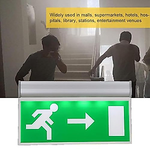 Safety Evacuation Indicator ， Emergency Exit Sign,with Hanging Rings and Build in 800mAh Battery Backup, 14.2'' X 7.9'', Left/Right Legends Optional, for Hotel, Office, Supermarket, Hospital(Left)