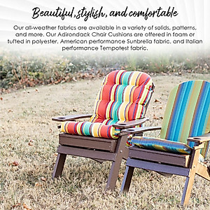 RSH Decor: Tufted Adirondack Chair Cushion | 42.5” x 21” | All-Weather Spun Fabric | Water and Fade-Resistant | Outdoor Cushion for Patio Furniture | Peacock & White Stripe