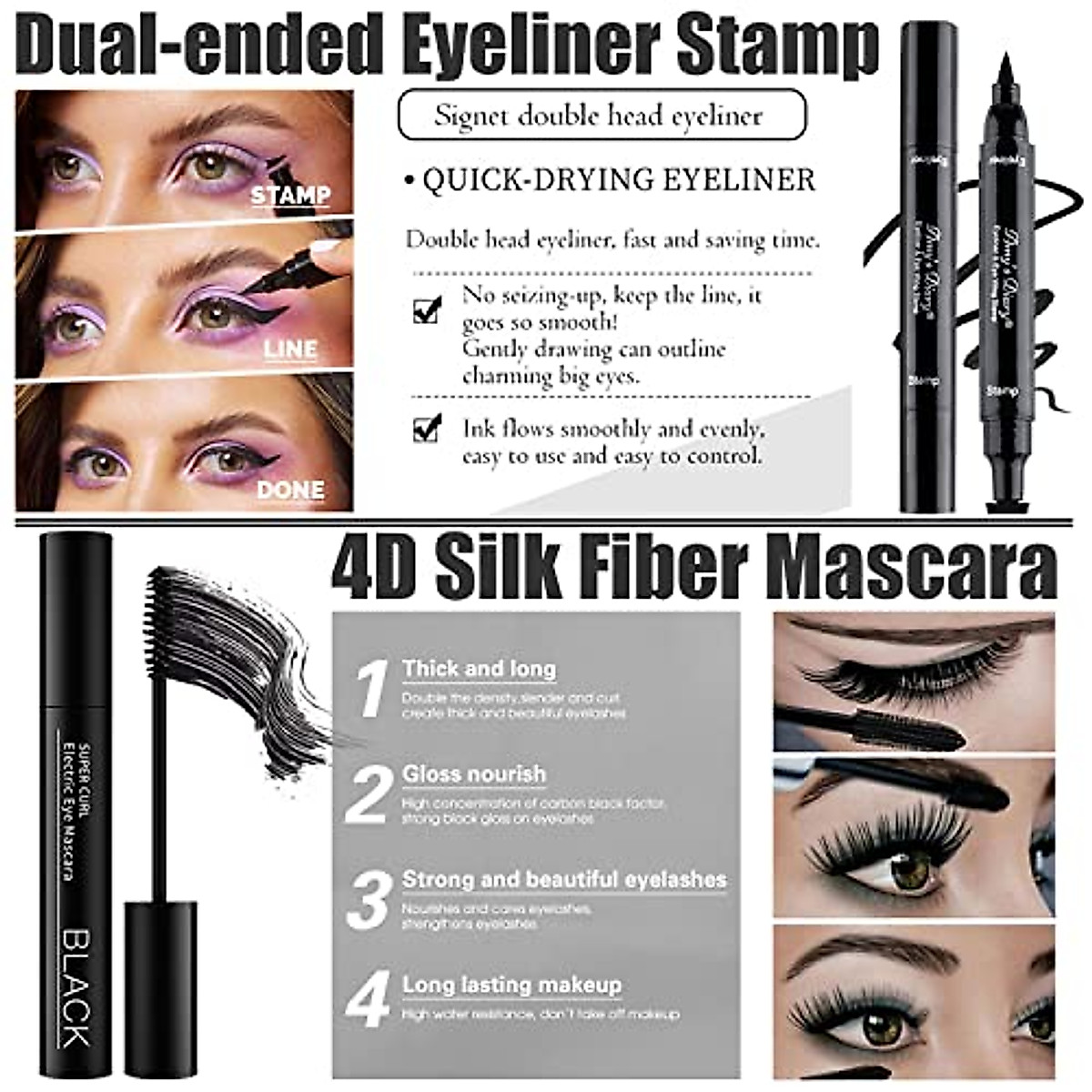 All in One Makeup Kit, Includes 12 Colors Naked Eyeshadow Palette, Buff Beige Liquid Foundation, Lipstick Set, Mascara, Makeup Brush, Makeup Sponge, Eyebrow Powder, Eyebrow Soap, Winged Eyeliner Stamp, Makeup Gift Set for Women(#104)