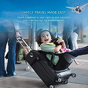 Lugabug Travel Seat, Ride-On Suitcase for Kids, Child Carrier for Carry-On Luggage - Family Airport Travel Made Easy (Black/Grey)