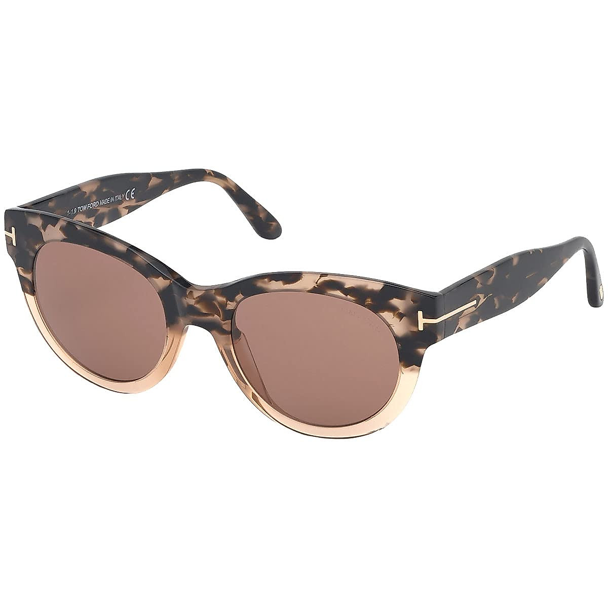Tom Ford Lou TF 741 55E Havana Plastic Cat-Eye Sunglasses Red Lens