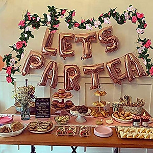 LaVenty 12 PCS LET'S PAR TEA Balloons Tea Party Birthday Banner Tea Party Decorations Lets Par-Tea Party Decor Par Tea Baby Shower Par Tea First Birthday Decoration Flower Garland(180inch)