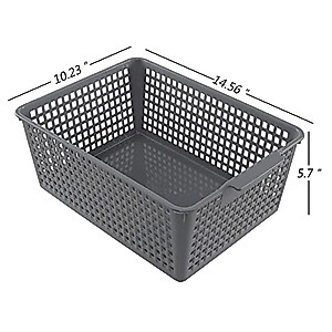 CadineUS Plastic Organizing Baskets, Large Open Storage Bins Set of 3