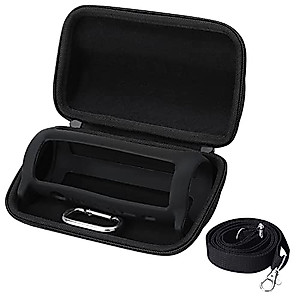 Khanka Hard Travel Case + Silicone Case Replacement for JBL Flip 6 Waterproof Portable Bluetooth Speaker (black)