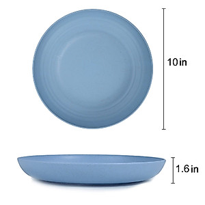 Homienly Deep Dinner Plates Set of 8 Alternative for Plastic Plates Microwave and Dishwasher Safe Wheat Straw Plates for Kitchen Unbreakable Kids Plates with 4 Colors (Fresh Light, 10 inch)