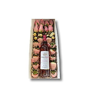 12-Pack 20" x 7" x 4" Bakery Box with Window, Rose and Wine Box, Box for Strawberries and Treats, Valentines Day Gift Box (WHITE)