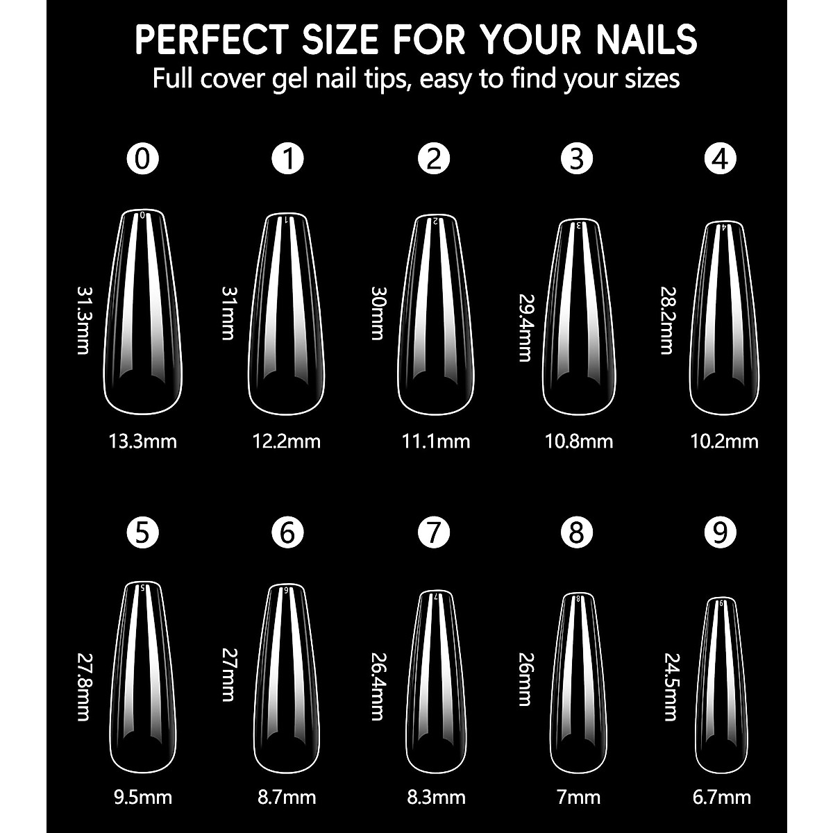 Yevyo 500 Pcs Clear Gel X Nail Tips Coffin Nail Tips False Nail Tips, Acrylic Fake Nail Soft Medium Coffin Shape Nail Extension Tips Extra Long Nail Tips Full Cover Nail Tips for Nail Arts DIY Home