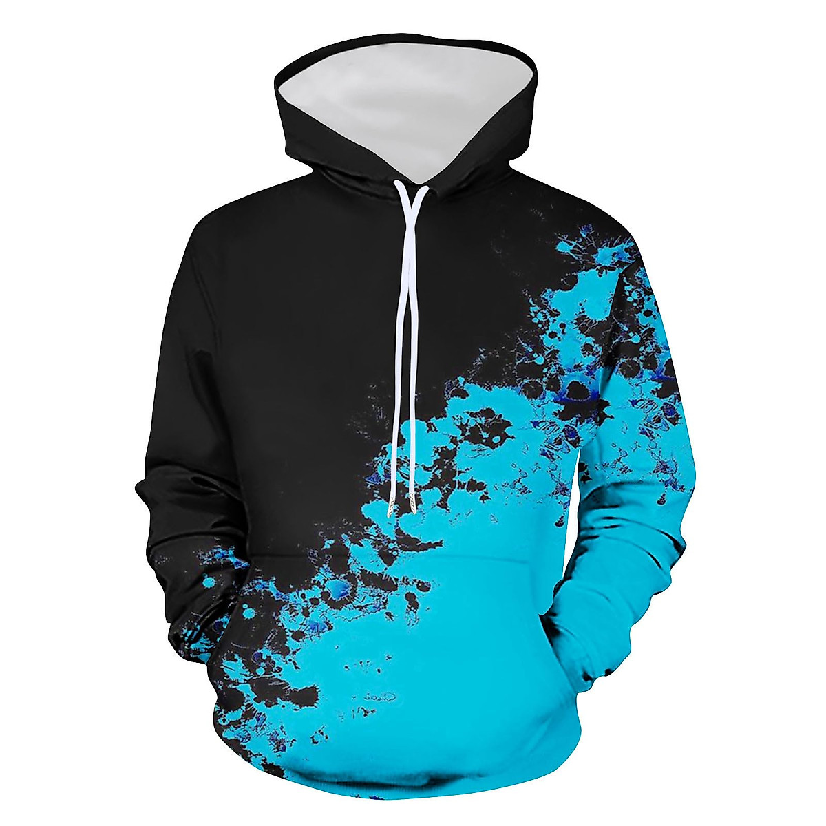 Muscularfit fall sweatshirt Graphic Sweatshirts for Men Hoodie Casual Long Sleeve Drawstring Color Block Pullover Hooded Fall Fashion Clothes mens sweatshirt zipper hoodie Blue XL