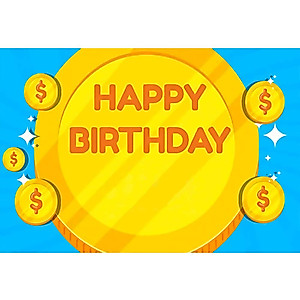Baocicco 8x6.5ft Happy Birthday Backdrop Gold Coins Dollar Symbols Photography Background Gold Washing Party Gold Fever Treasure Hunting Party Birthday Party Children Adults Portrait