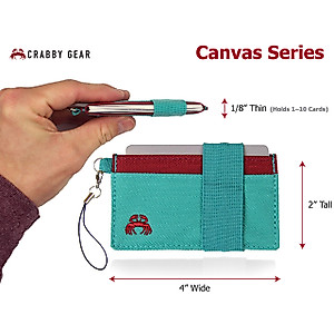 Crabby Wallet - Thin Minimalist Front Pocket Wallet - Credit Card Holder - Small Travel Wallets - Compact Wallets For Men and Women - Carry Cards, Cash, Phone, Keys- Secure Canvas Wallet - Cove Fort