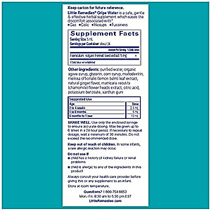 Little Remedies Gripe Water-No Alcohol, Sodium Bicarbonate, Artificial Color & Gluten Free-Safe for Newborns, 4 Fl. Oz (Pack of 1)