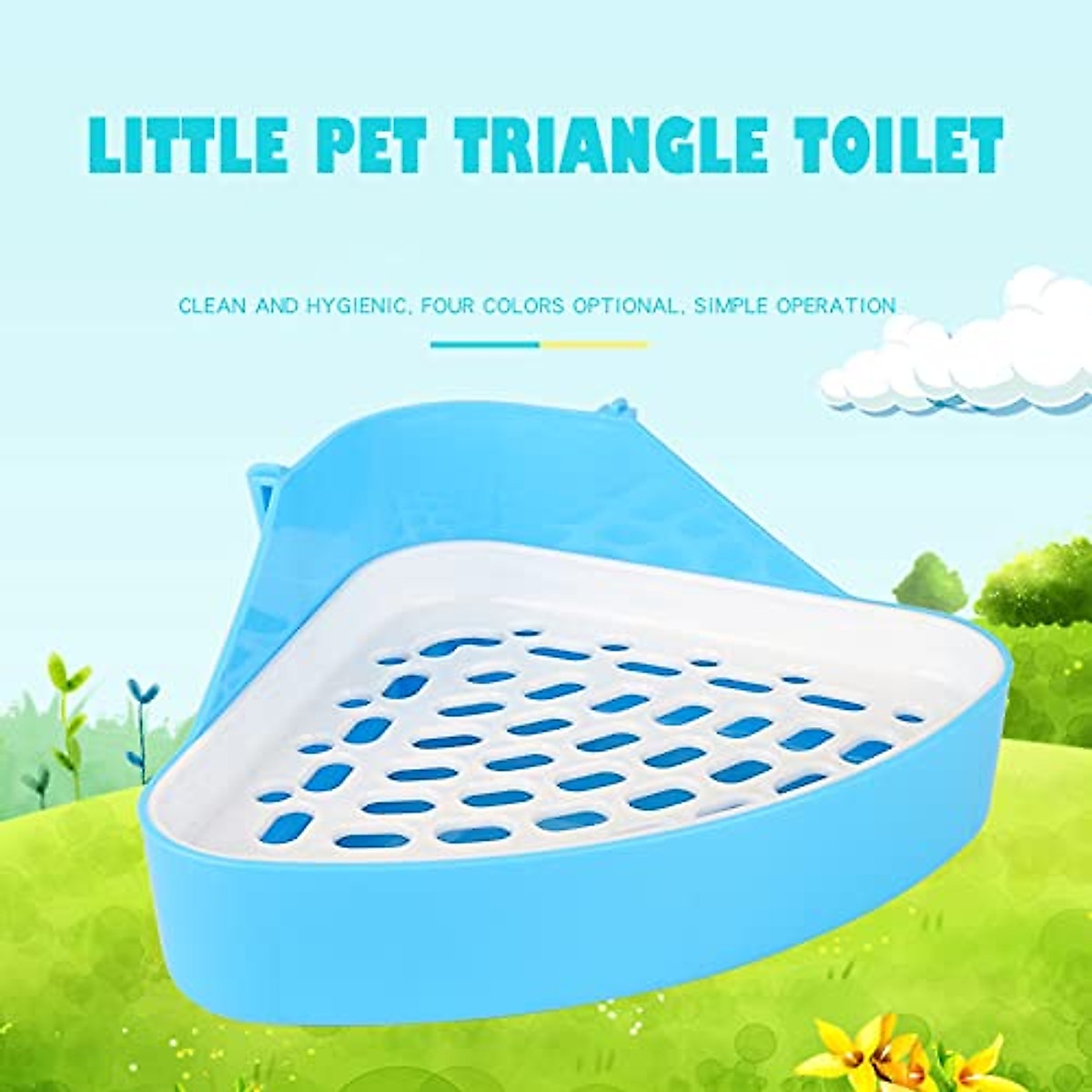 Generic Durable Hamster Pet Cat Rabbit Toilet Rectangle Corner Training Tray (Blue)