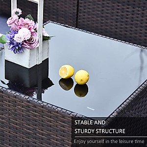 Grezone Patio Furniture Set 7 Piece Outdoor Wicker Sectional Sofa - All Weather PE Rattan Couch Conversation Set with Cushion & Glass Top Table for Backyard Deck Porch,Beige