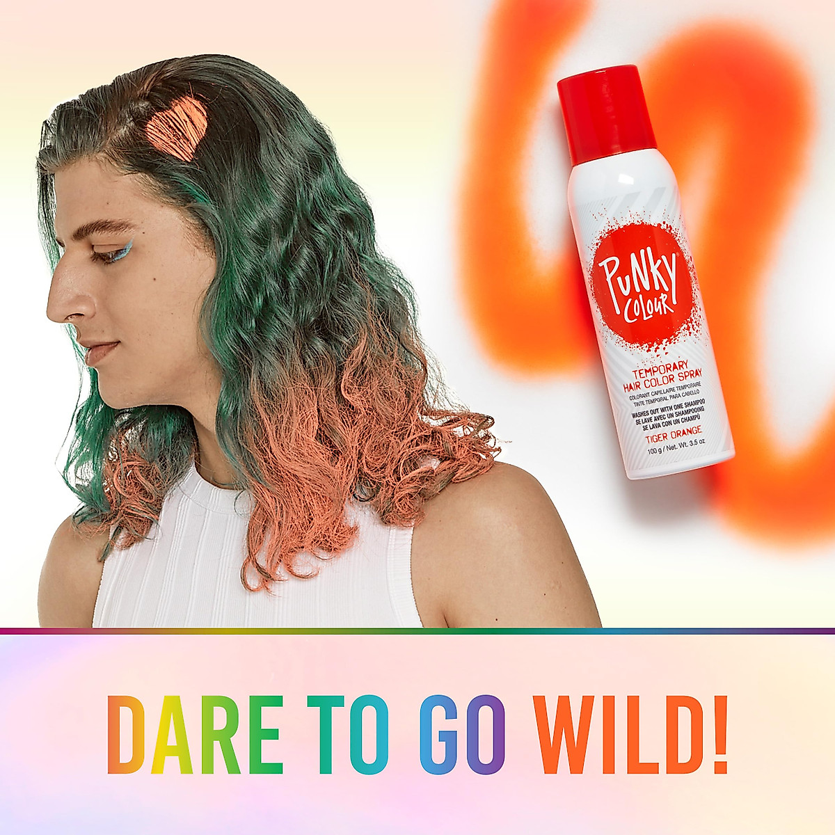 Punky Temporary Hair Color Spray, Tiger Orange, Non-Sticky, Non-Damaging Hair Dye Instant Vivid Hair Color, 3.5 oz, 1-Pack