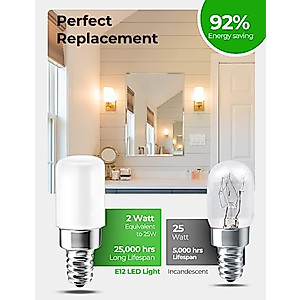 UNILAMP 2W E12 LED Night Light Bulb, Mini Type B C7 Light Bulb Equivalent 25W, Warm White 3000K, 120V E12 Edison Screw LED Bulb for Chandeliers, Salt Lamp, Non-Dimmable, 6-Pack