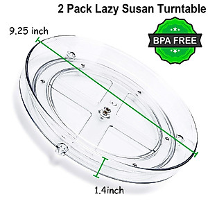 4 Pack Lazy Susan Organizer, Set of 2 for 10.6inch / 9.25inch Clear Lazy Susan Turntable for Cabinet