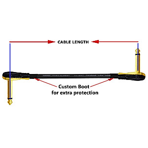 WORLDS BEST CABLES 2 Foot - S-Shaped Pedal, Effects, Patch, Instrument Cable Custom Made Made Using Mogami 2524 Wire and Eminence Gold Plated (6.35mm) R/A Pancake Type Connectors
