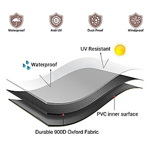 Tuyeho Patio Furniture Set Cover 124 x 84 x 28 inch, Durable Heavy Duty Oxford Fabric Outdoor Dining Set Cover, Waterproof & Weather Resistant, for Your Outdoor Rectangular Table and Chairs (Black)