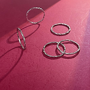 Kakikaki 925 Sterling Silver Minimalist Hammered Textured Thin Knuckle Midi Stacking Rings