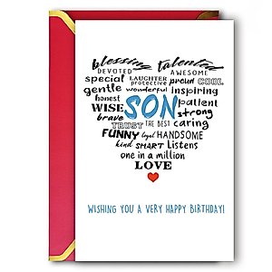 Unique Son birthday Card from Mom and Dad, Joke Birthday Card for Son Adult, Praise Son Birthday Card from Parents, Hilarious Son Birthday Gift with Envelope