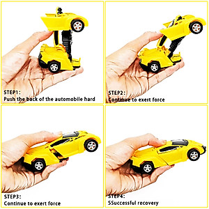 FQDVM Transforming Toy Cars - Robot Car Toy 2 in 1 Deformation Car- Inertia Toy Car Gift for Boys Girls Age 3+(Yellow)