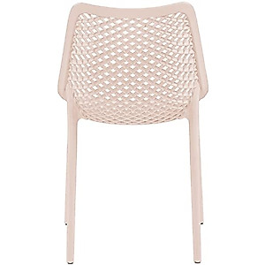 Meridian Furniture 328Pink Modern | Contemporary Patio Dining Chair with Polypropylene Plastic, Weather Resisting for Indoor or Outdoor Use, Set of 4, 20" W x 24.5" D x 33" H, Pink