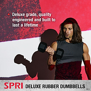 SPRI Dumbbells Hand Weights Set of 2-3 lb Rubber Hex Chrome Handle Exercise & Fitness Dumbbell for Home Gym Equipment Workouts Strength Training Free Weights for Women, Men