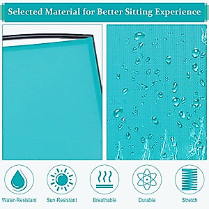 Giantex Patio Bench Glider Chair with Metal Frame, Center Tempered Glass Table, Outside Double Rocking Swing Loveseat for Porch, Garden, Poolside, Balcony, Lawn Rocker Outdoor Glider Bench(Turquoise)