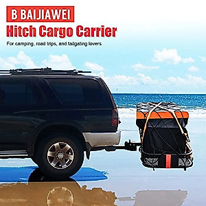 Basket Trailer Hitch Cargo Carrier 60"x 21" Folding Trailer Hitch Luggage Rack with Cargo Bag and Net, 550 LBS Capacity Vehicle Cargo Carriers Hitch Mount Fit 2" Receiver for SUV, Truck, Car