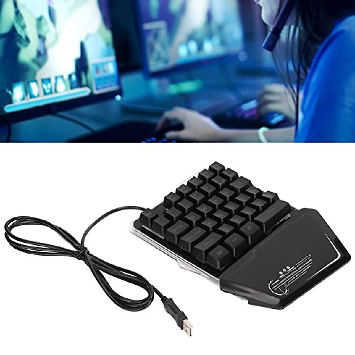 ciciglow Gaming Keyboard, 35 Keys One Handed RGB Keyboard, Ergonomic Design Small Mechanical Keyboard Compatible for Notebook Gamers