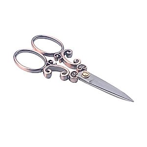 BIHRTC European Vintage Stainless Steel Sewing Scissors DIY Tools Cloud Pattern Dressmaker Shears Scissors for Embroidery, Craft, Art Work & Everyday Use (Copper)