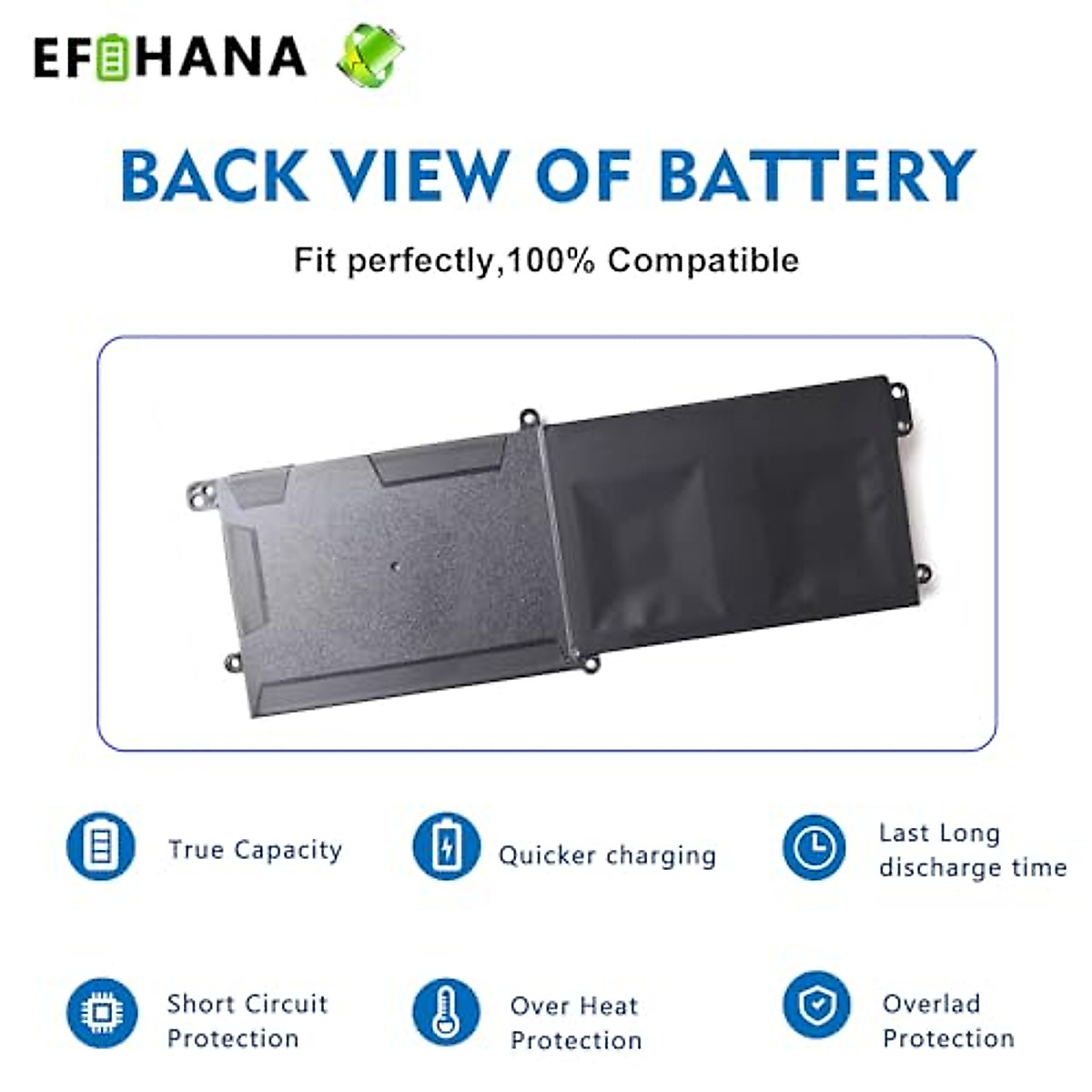 EFOHANA DT9XG 90Wh 6-Cell Laptop Battery Replacement for Dell Alienware Area-51m R1 R2 ALWA51M-D1968W D1969PW D1766W D1733B D1746WD1748DW D1735DB D1733PB Series 07PWKV 0KJYFY 11.4V