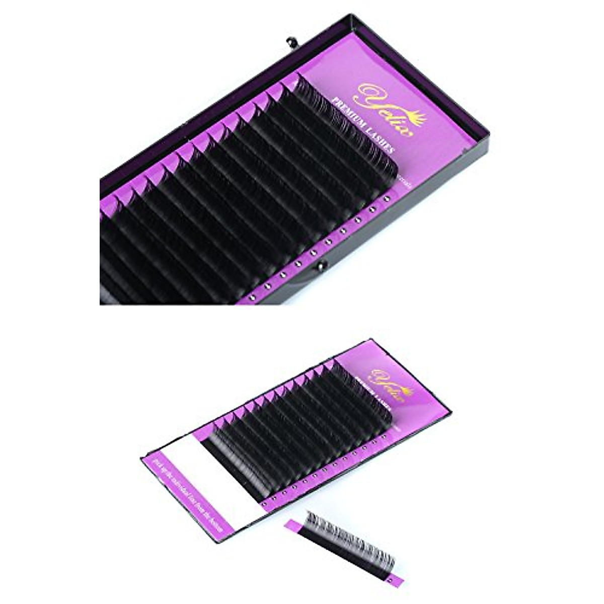 Black False Eyelashes Extensions Makeup Mink Eyelash Single Length Fake Individual Eye Lash 100% Handmade for Professional Use (D Curl 0.05mm Thickness 14mm Length)