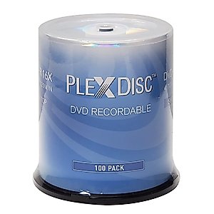 PlexDisc DVD+R 4.7GB 16x Recordable Media Silver Top Disc - 100 Disc Spindle (FFP) 63C-115-BX Black