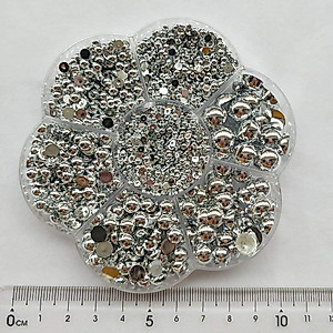 Chenkou Craft 3000PCS 1 Box Silver Round Flatback Imitation Half Pearls Bead Loose Beads Gem (Silver Half Ball)