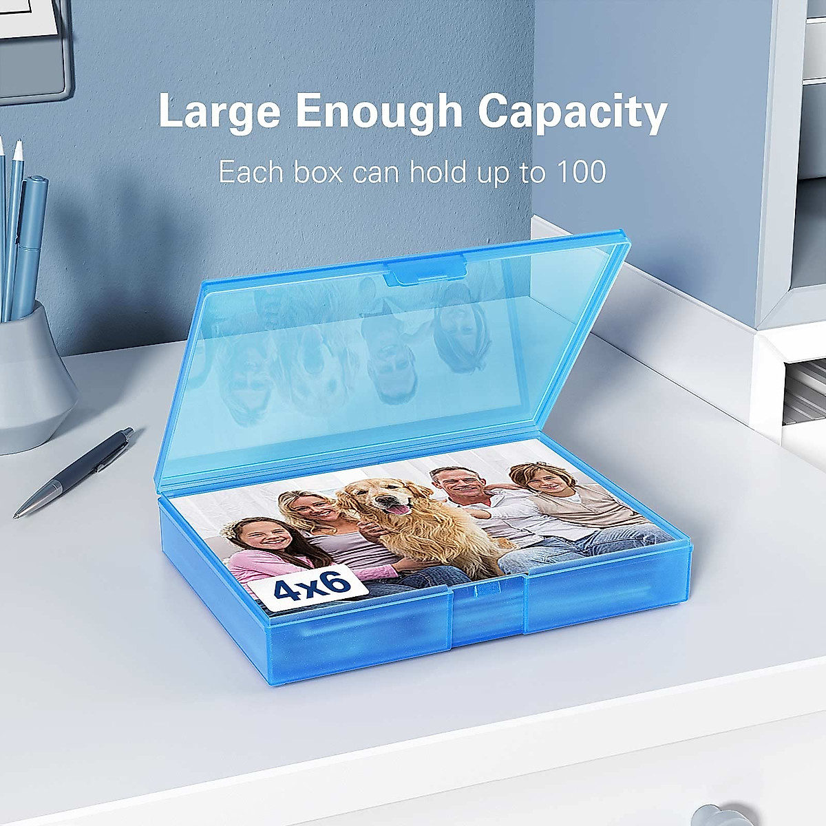 DEPAD 4 x 6 Photo Storage Box Extra Large Capacity, 8 Inner Photo Box Hold 800 Pictures with Lightproof Zipper Bag, Seed Storage Organizer for Scrapbooking with Handle (Rainbow)
