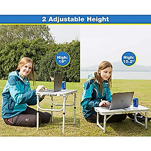 RedSwing Small Folding Table Portable 2 Feet, Small Foldable Table Adjustable Height, Lightweight Aluminum Camping Table, 15.7 in x 23.6 in x 19 in