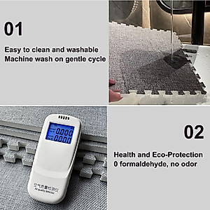 10 Pcs Carpet Interlocking Foam Mats, Cotton Linen Puzzle Play Mat - Perfect for Floor Protection, Garage, Exercise, Yoga, Playroom (12" X 12" - 10 Tiles)(Color:Navy Blue)