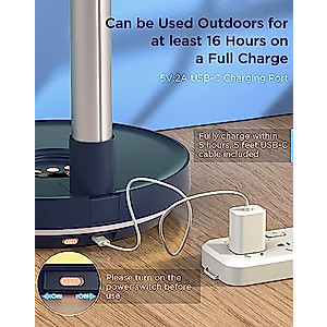 Primevolve 10 inch Oscillating Fan, Battery Operated Fan Adjustable Height, USB Rechargeable Home Office Outdoor Camping Tent Travel, Navy