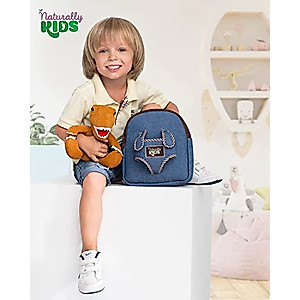 Naturally KIDS Mini Dinosaur Backpack - Dinosaur Toys for Kids Age 2 - Very Small Toddler Backpack for Boys Girls w Stuffed Animals - Little Backpack w Brown Corduroy T Rex