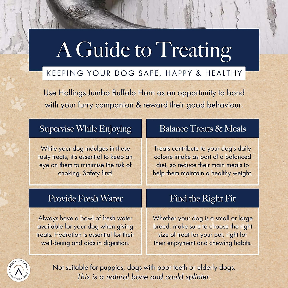 Hollings Buffalo Horn Dog chew Treat, Jumbo