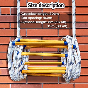 Fire Escape Ladder - Rock Climbing Ladder, Anti-Skid Rescue Rope Emergency Ladder, for Home Window Balcony Railing Treehouse(Size:8m/26.2ft)