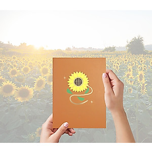 yaartz Butterfly and Sunflower Pop up Card for Wife Daughter Sister Mother Grandmother Granddaughter, Birthday Anniversary Thank You Get Well Thinking of You,Card with Envelope and Blank Note Tag